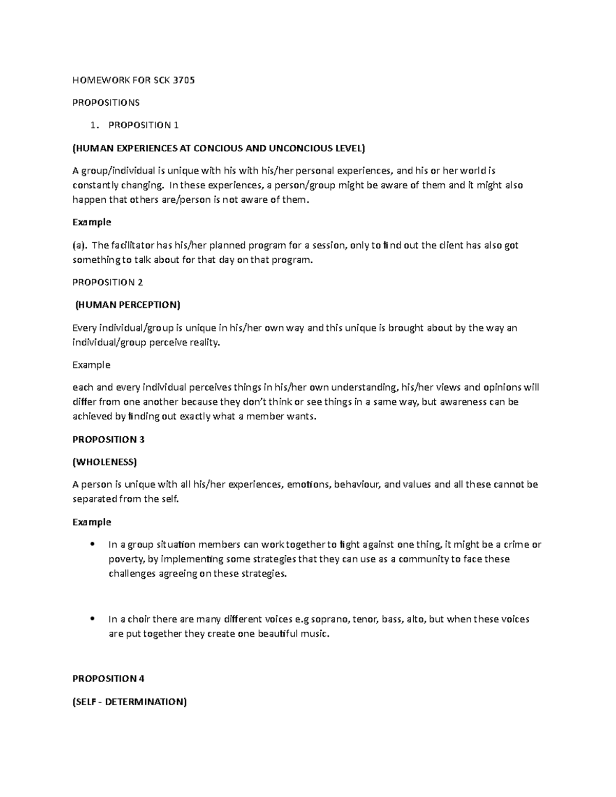 Homework FOR SCK 3705 Propositions 1 - HOMEWORK FOR SCK 3705 ...