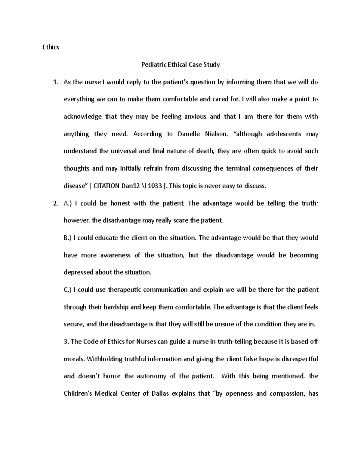 Bioethics Case Study Examples