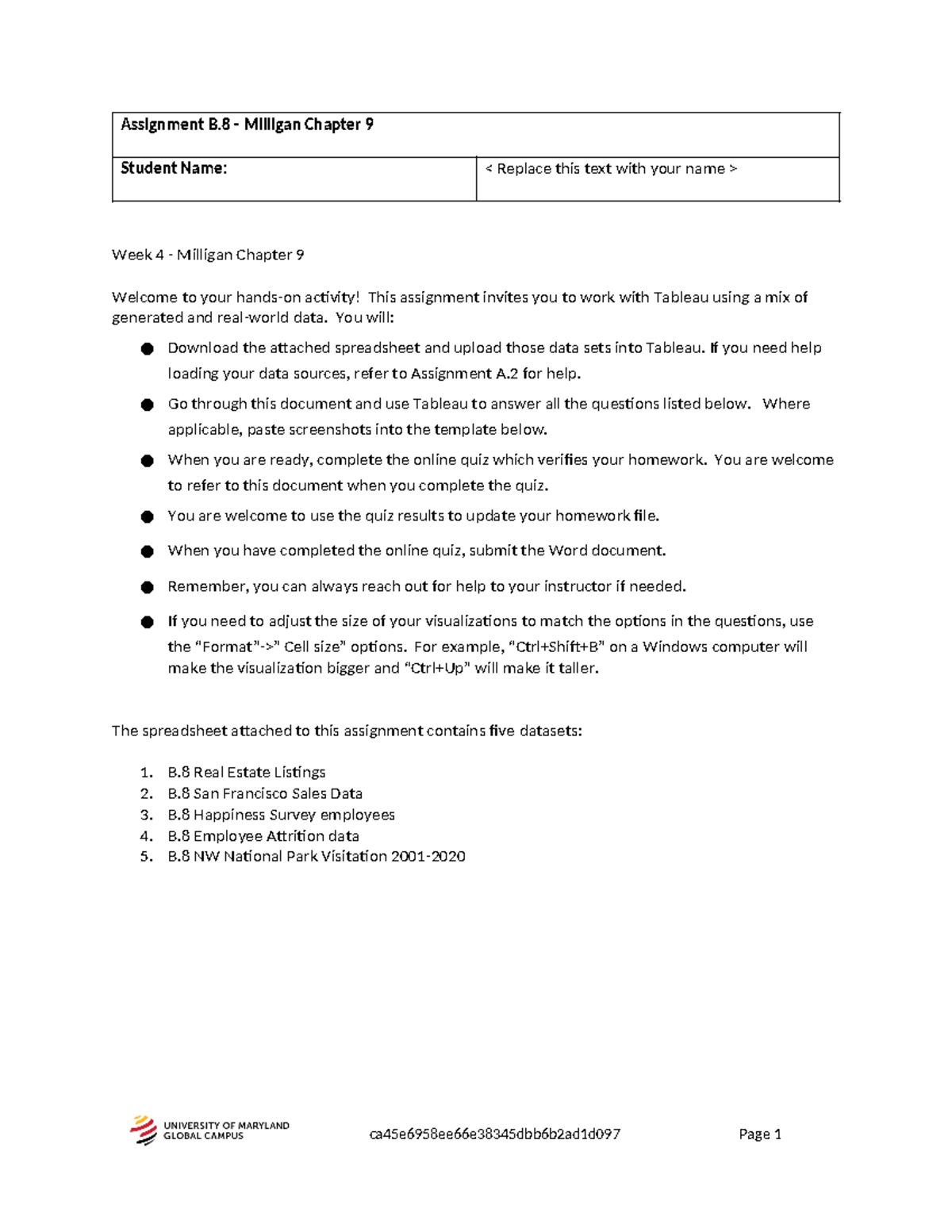 Assignment B.8 Milligan Chapter 9 Instructions - Assignment B ...