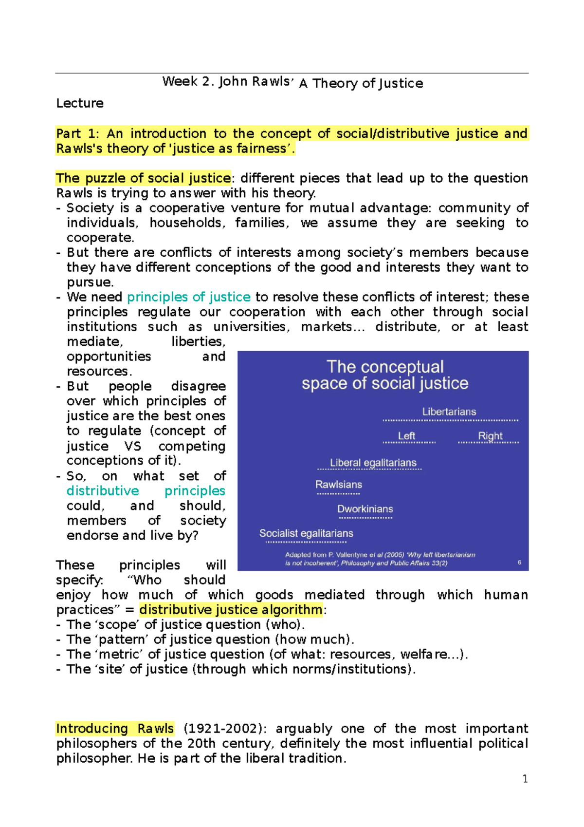 John Rawls’ A Theory of Justice - Week 2. John Rawls’ A Theory of ...