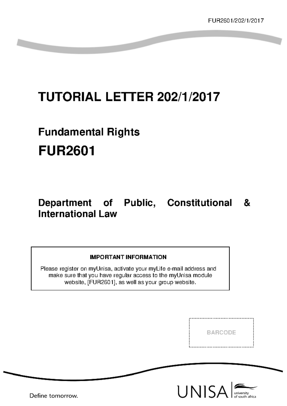 Tutorial Letter 20212017 2 1 - FUR2601/202/1/ TUTORIAL LETTER 202/1 ...