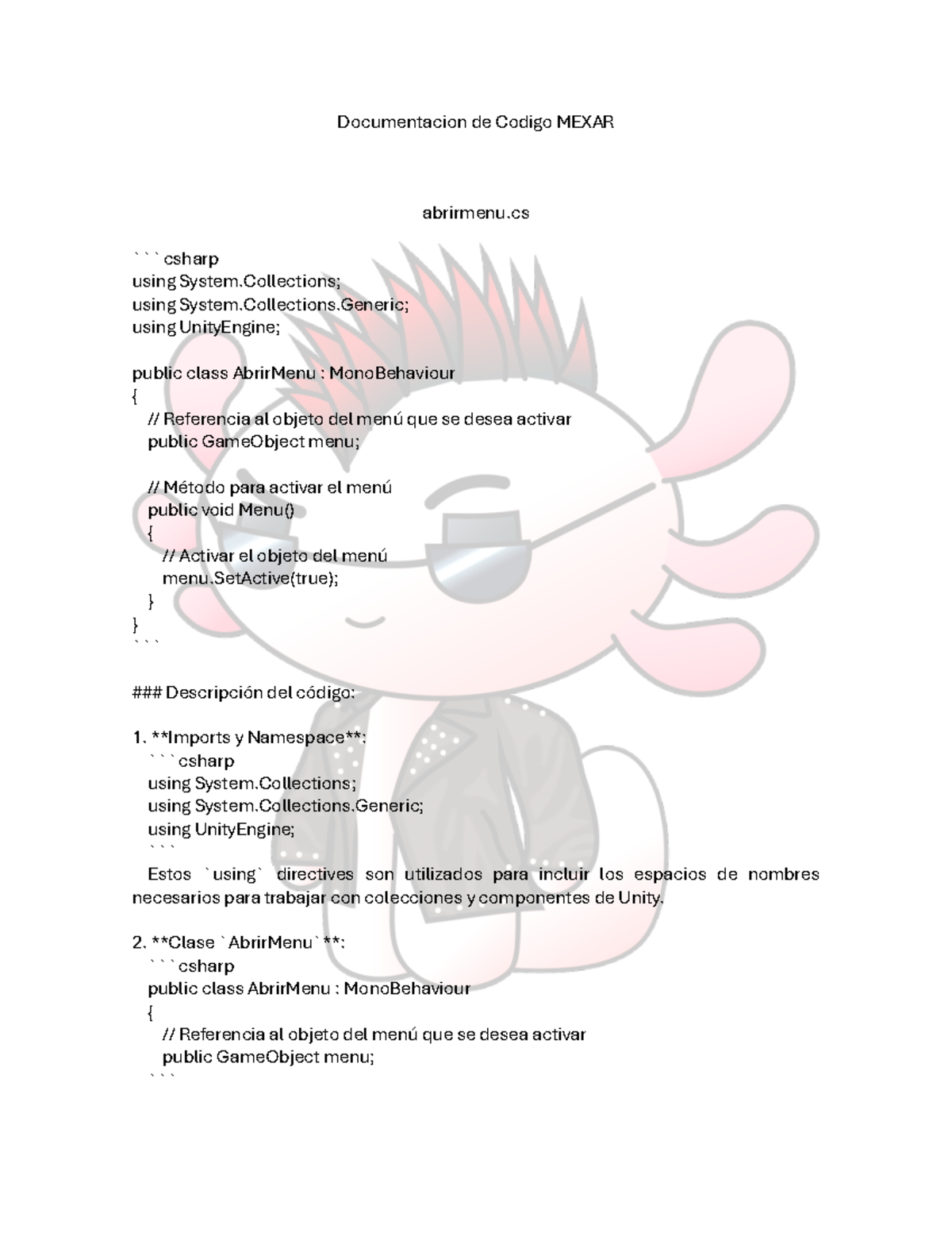 Doc Code Mexar 2 - ddd - Documentacion de Codigo MEXAR abrirmenu using System; using - Studocu