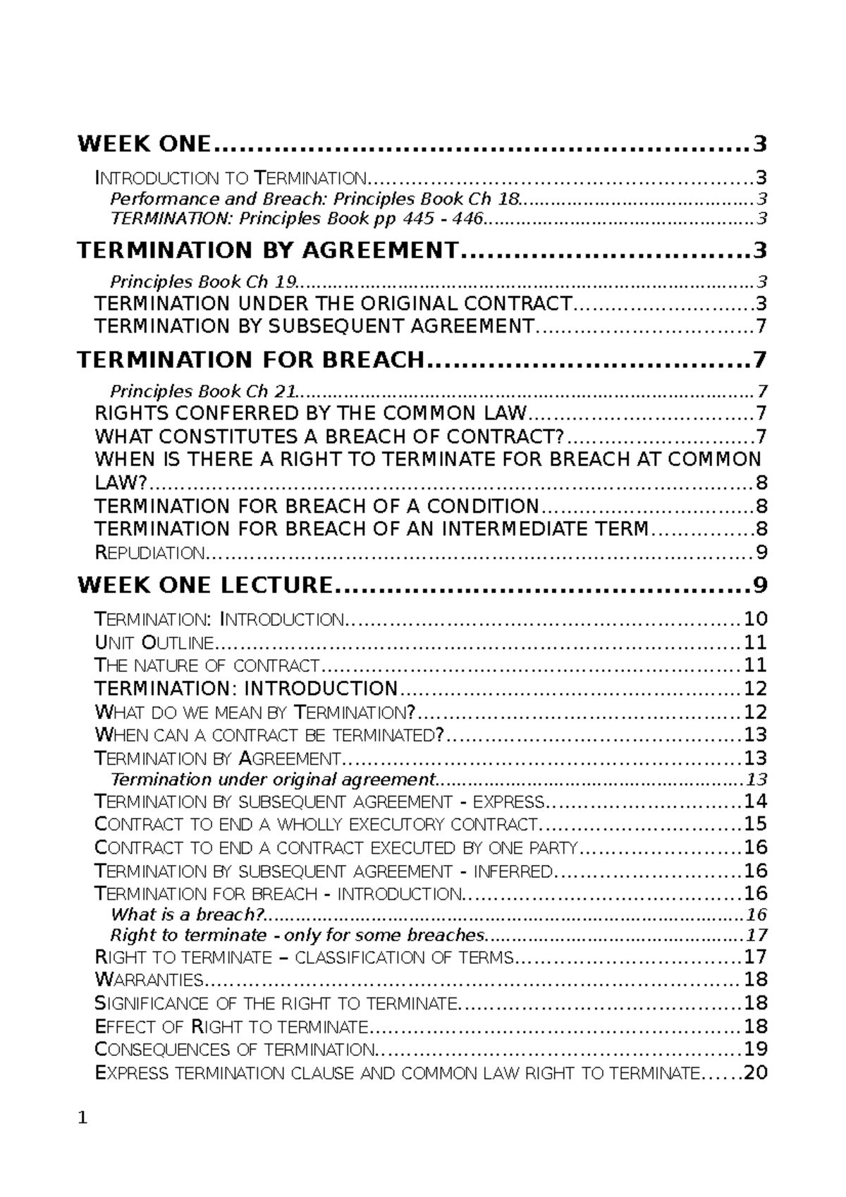 Contract tri 3 2020 notes - WHEN IS THERE A RIGHT TO TERMINATE FOR ...