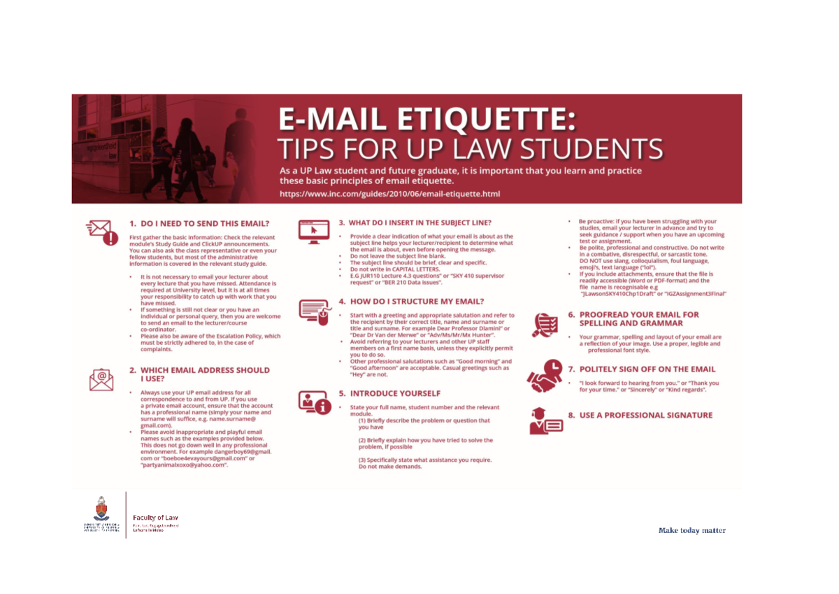Email etiquette - JUR 120 - Studocu