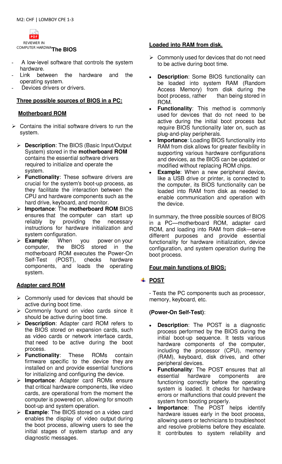 The BIOS - Computer Hardware - REVIEWER IN COMPUTER HARDWARE ...