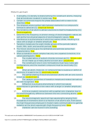 Inorganic and Organic Chemistry Final Lab Quiz 1 - Final Lab Quiz 1 1 ...