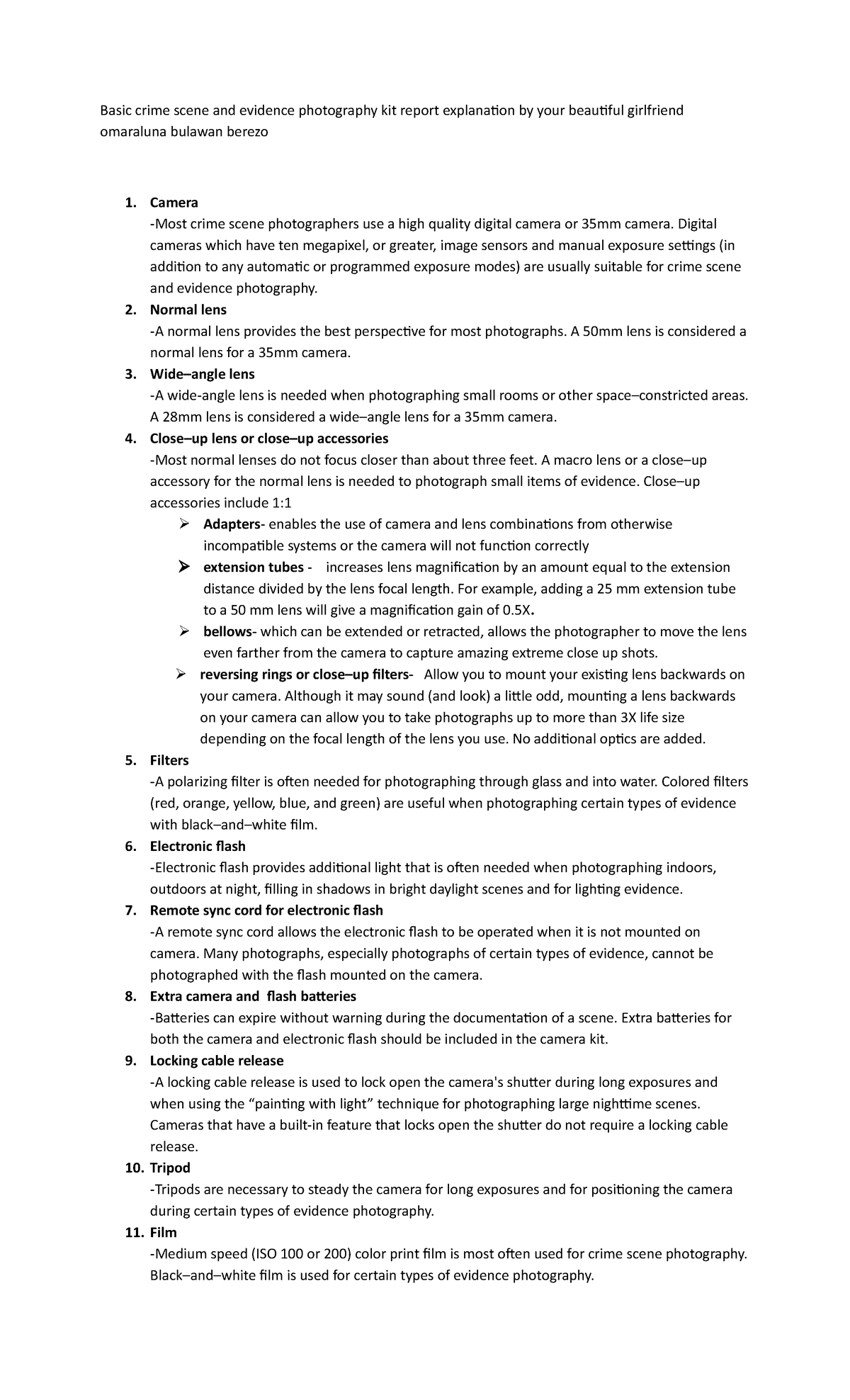 Basic crime scene and evidence photography kit - Digital cameras which ...