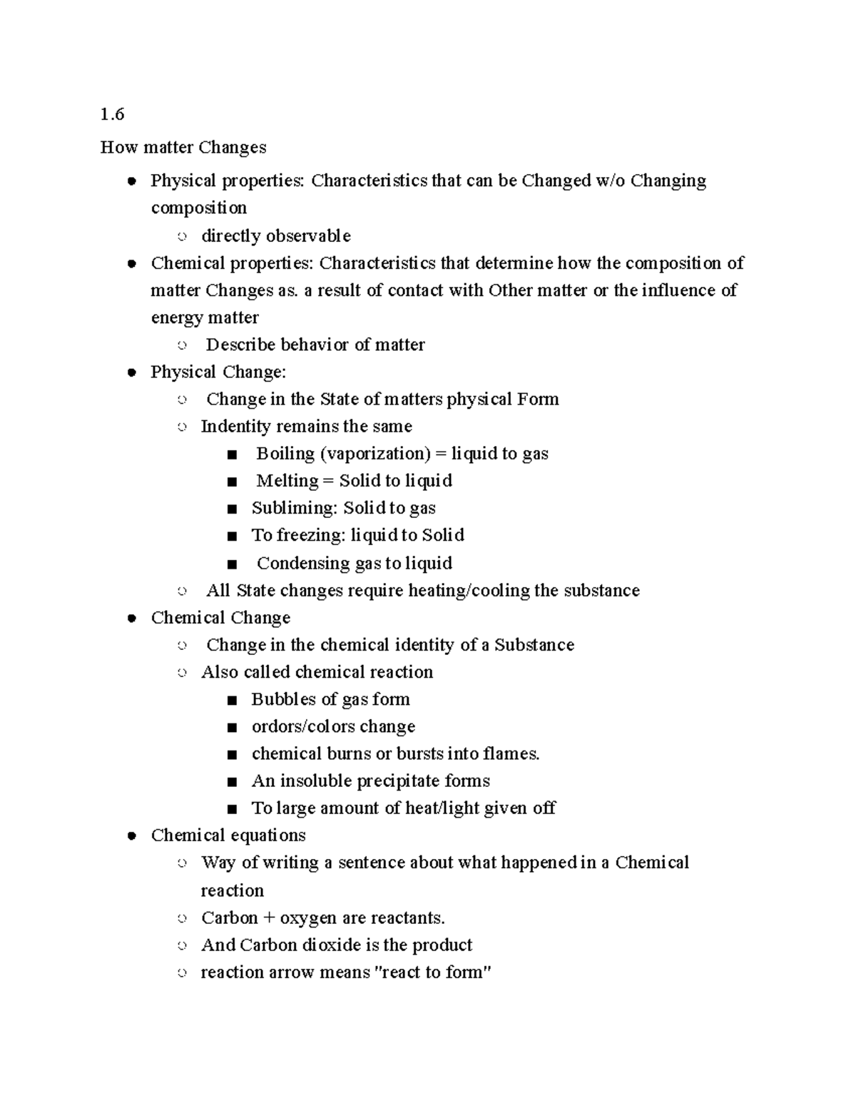 Ch.1 Section 6 - How matter changes - 1. How matter Changes Physical ...