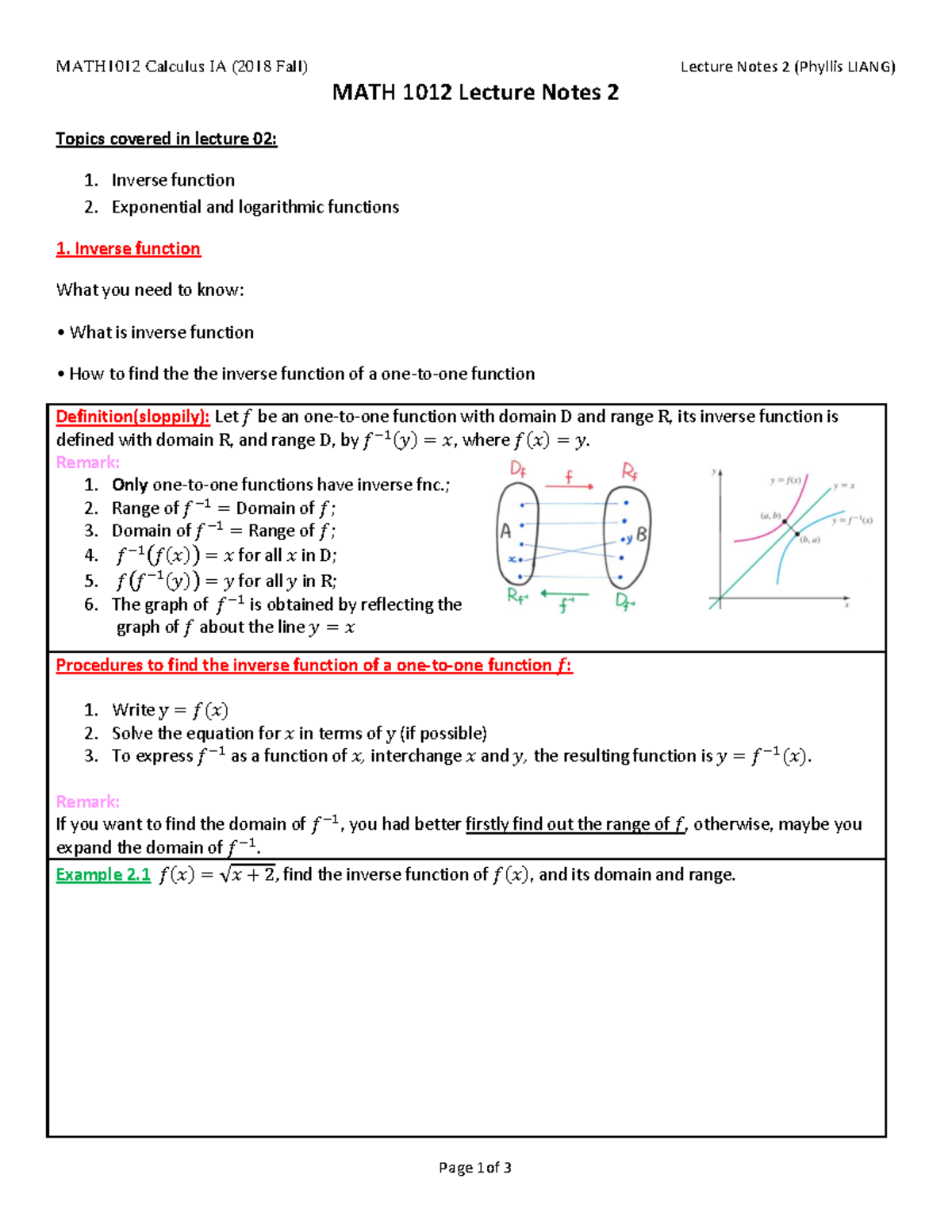 MATH1012 Lecture Notes 02 - MATH1012 Calculus IA (2018 Fall) Lecture ...