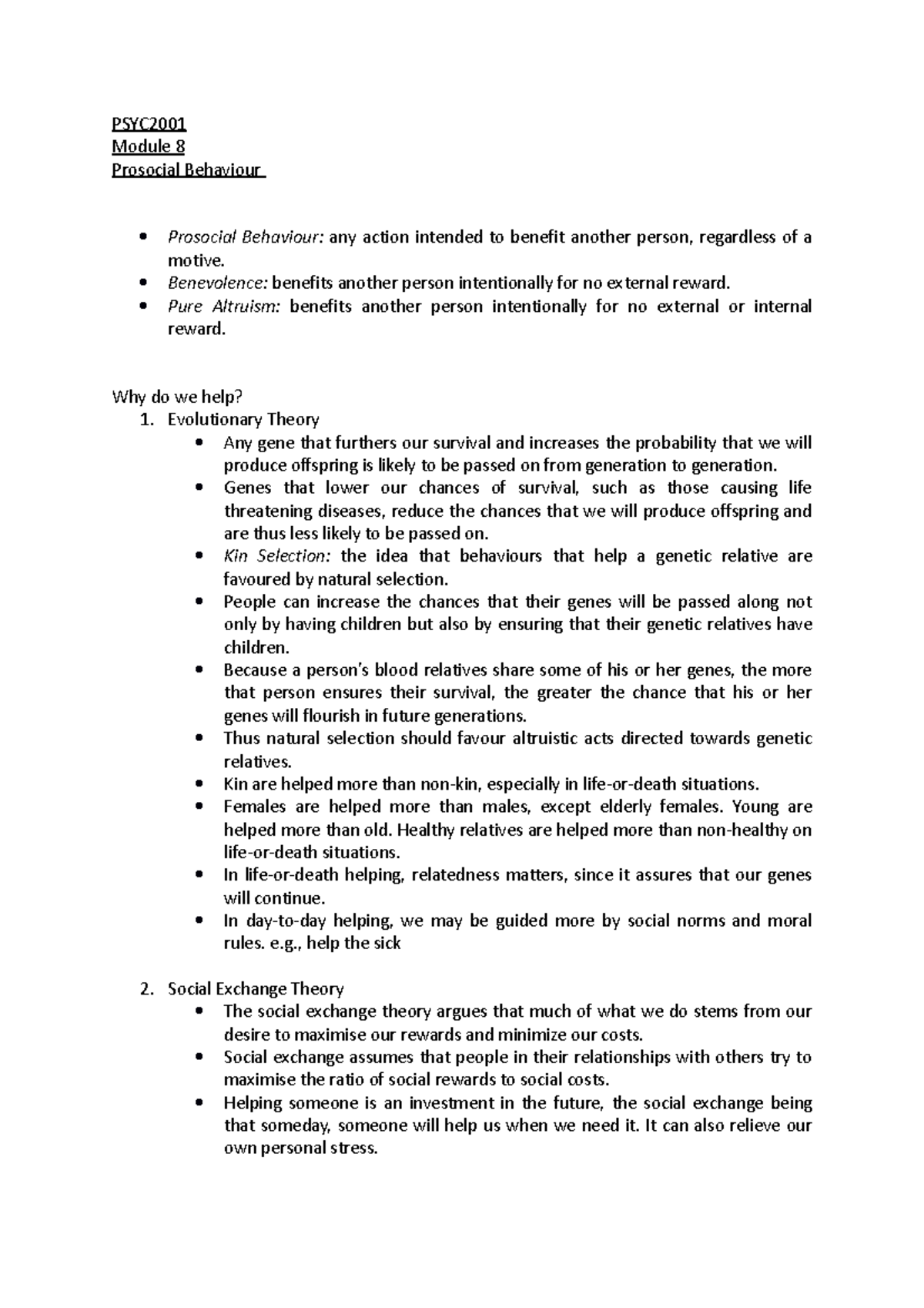 Module 8- Prosocial Behaviour - PSYC Module 8 Prosocial Behaviour ...