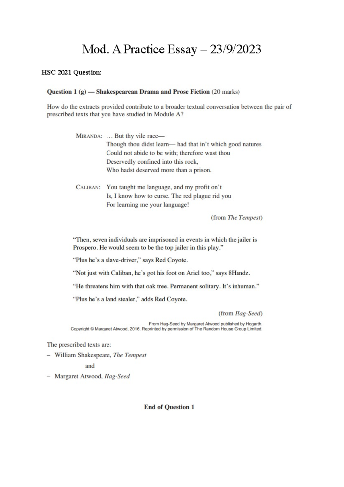 Mod. A Essay 23.9.2023 - Edited - Mod. A Practice Essay – 23/9/ HSC ...