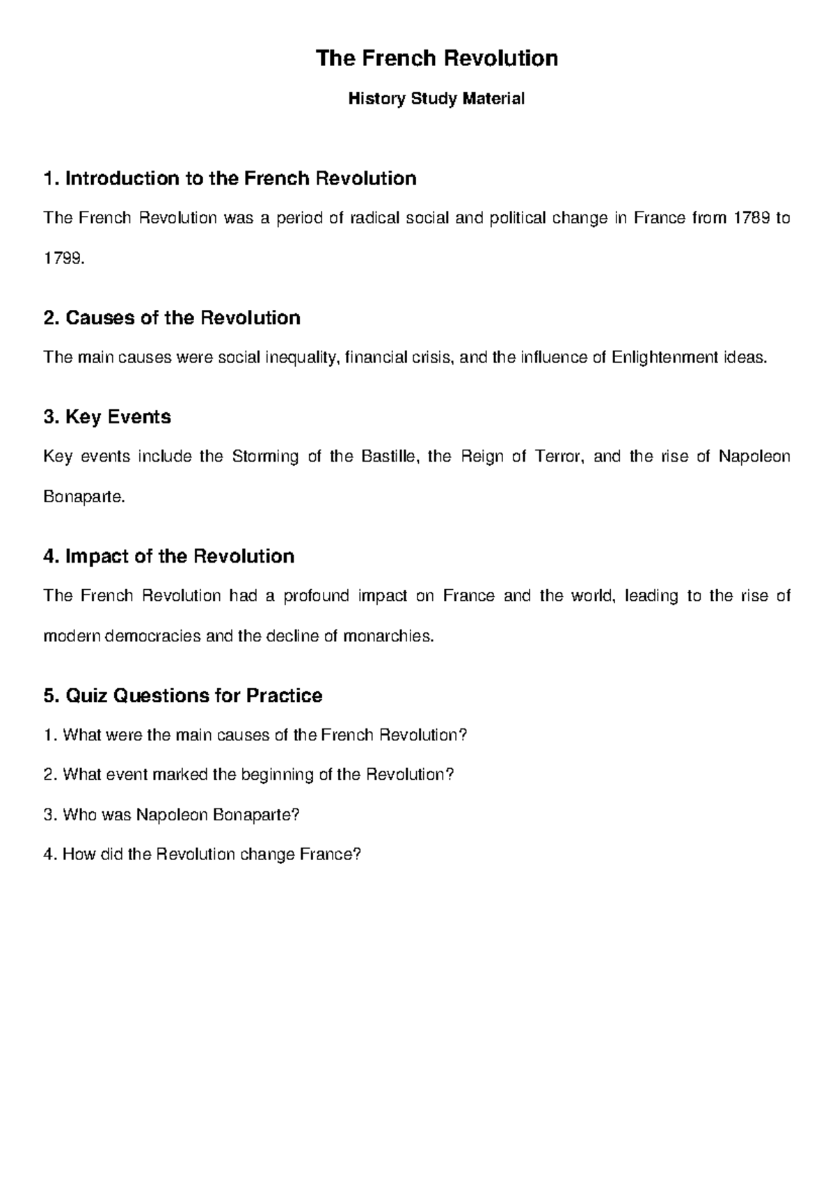 History The French Revolution - The French Revolution History Study ...
