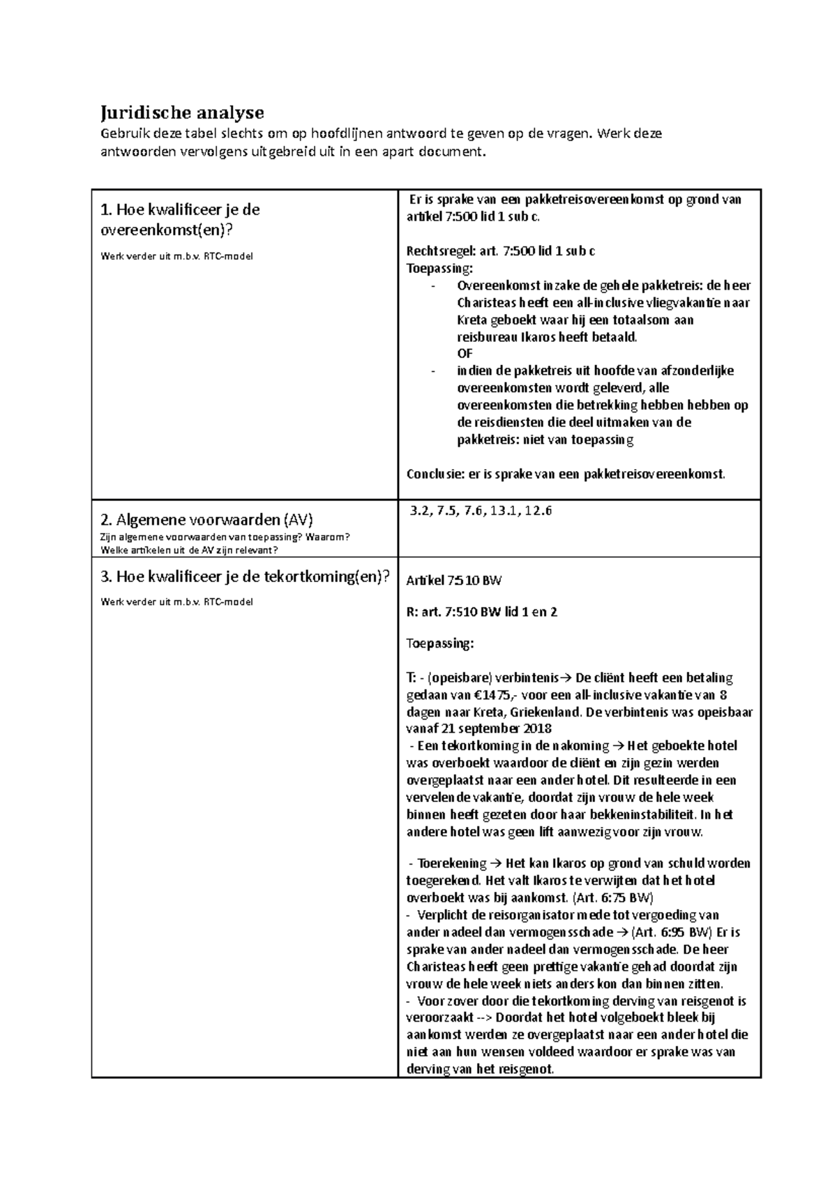 Juridische analyse - klas 1O groep 2 - Juridische analyse Gebruik deze ...