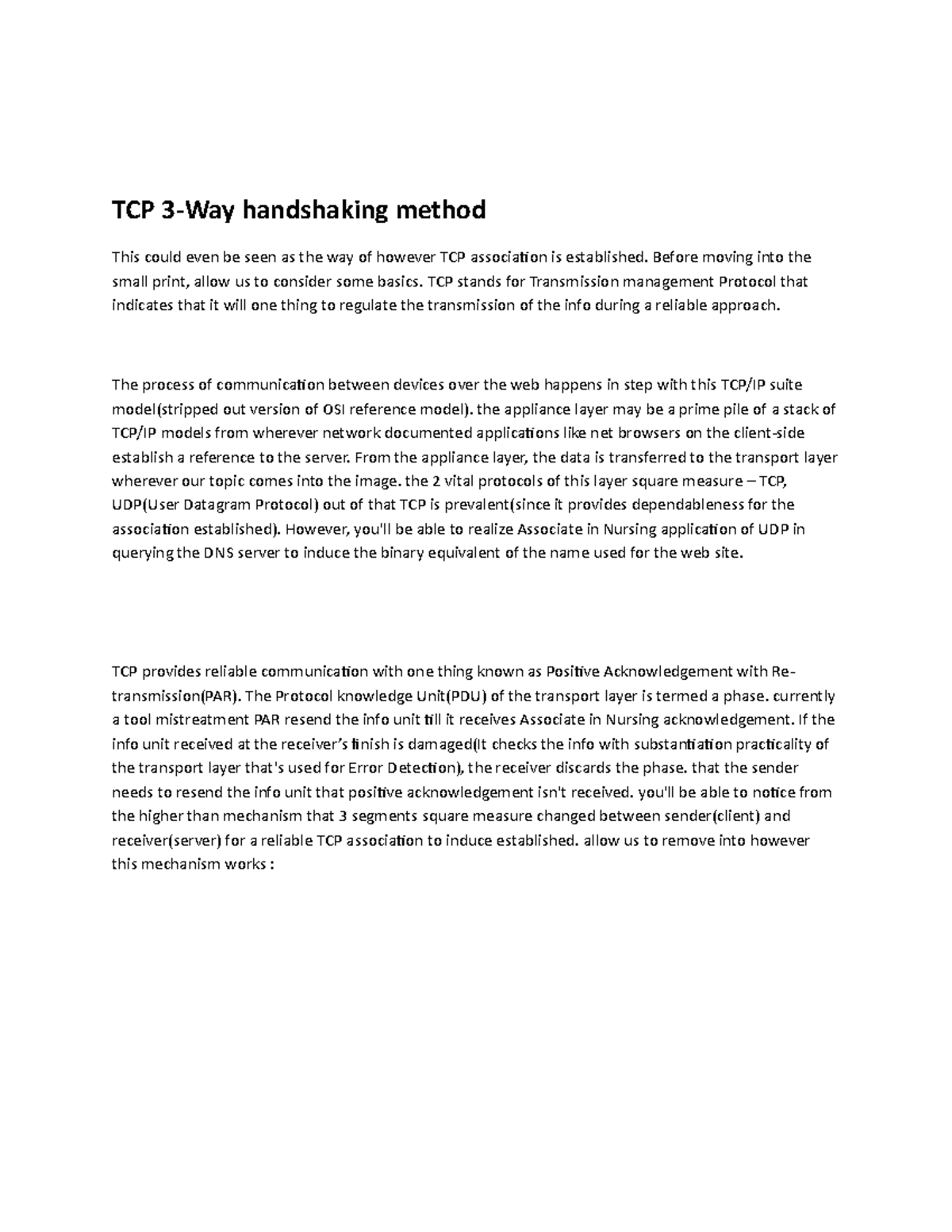 TCP 3-Way handshaking method - Before moving into the small print ...