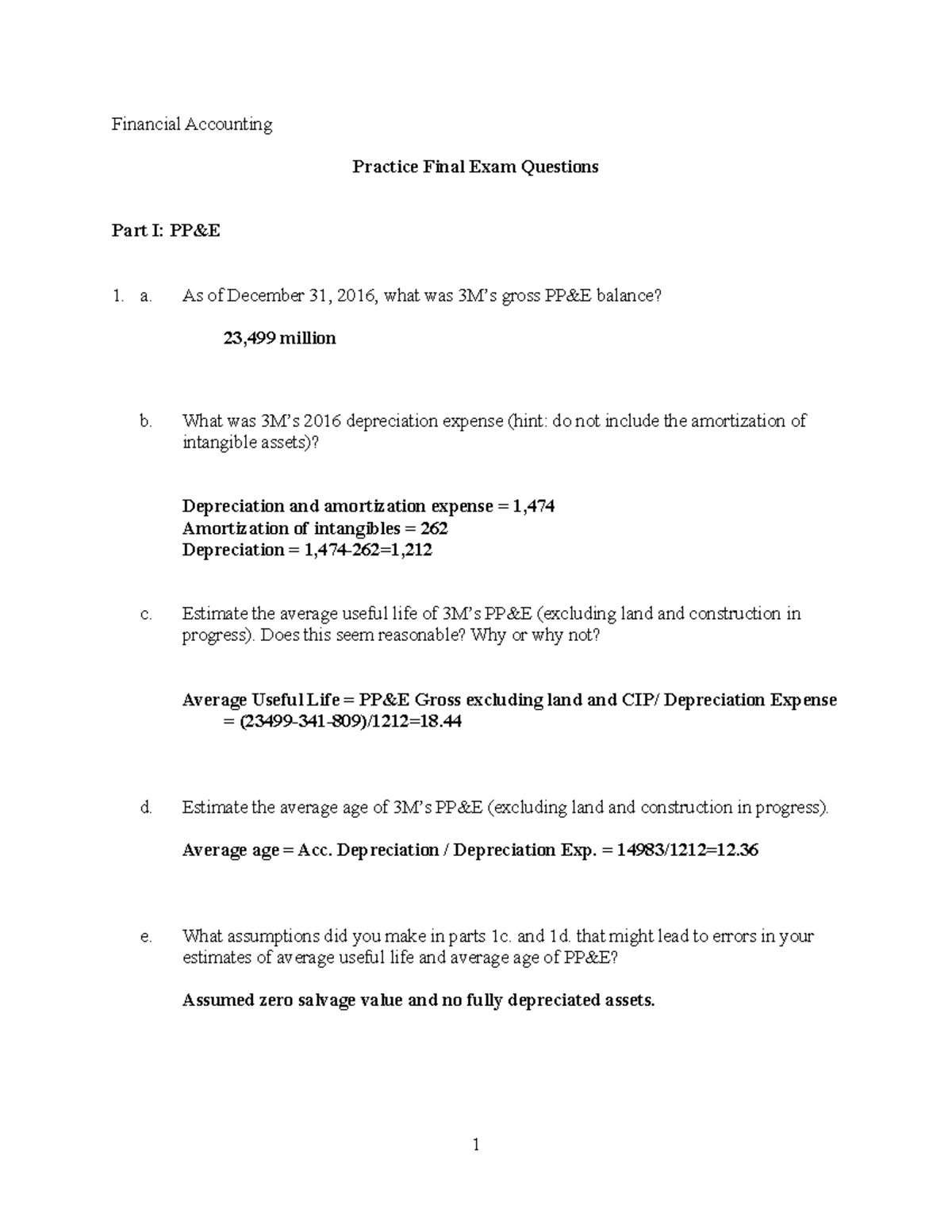 3MFinal Exam Solution - important - Financial Accounting Practice Final ...