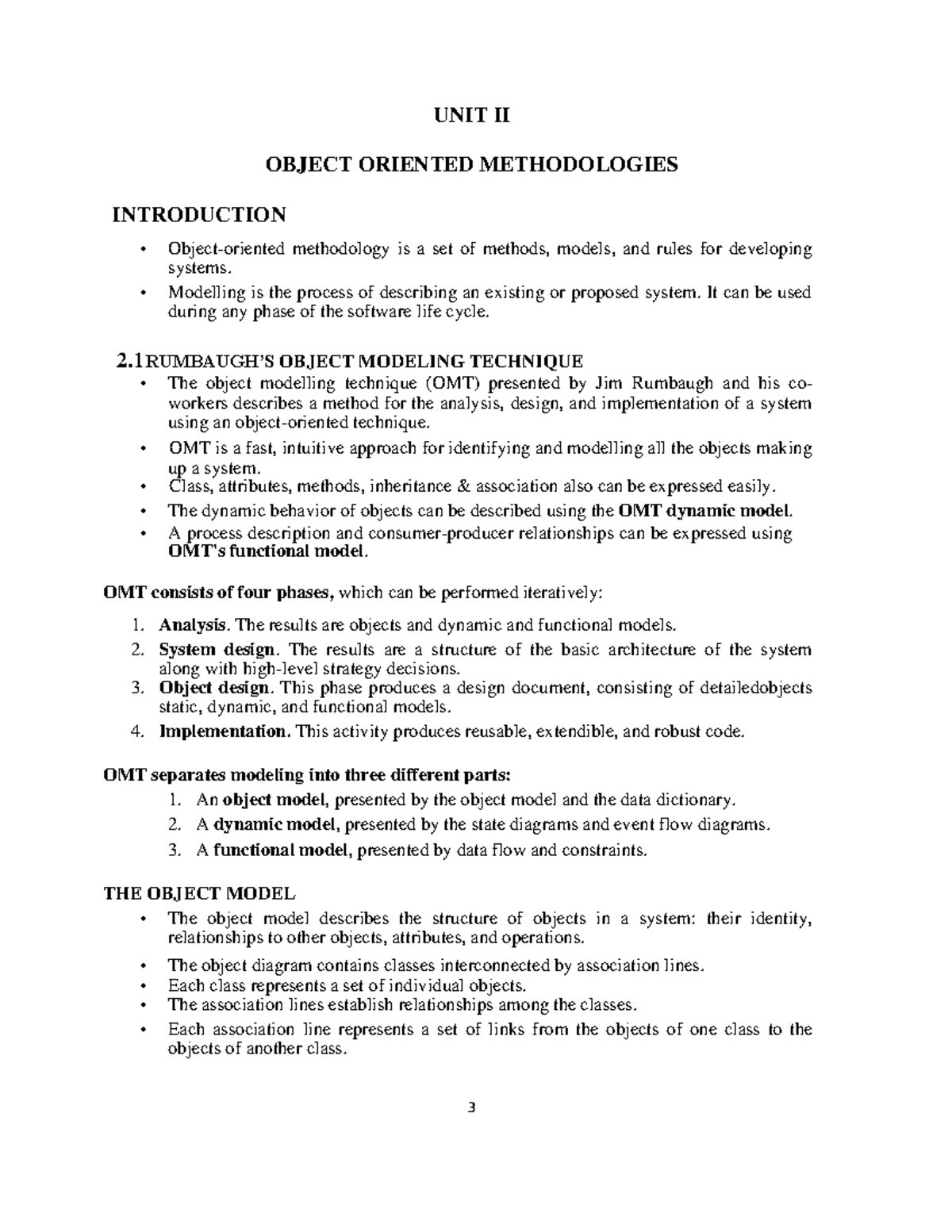 OOSE 2 - Dr.U.Sridevi - UNIT II OBJECT ORIENTED METHODOLOGIES INTRODUCTION Object-oriented - Studocu