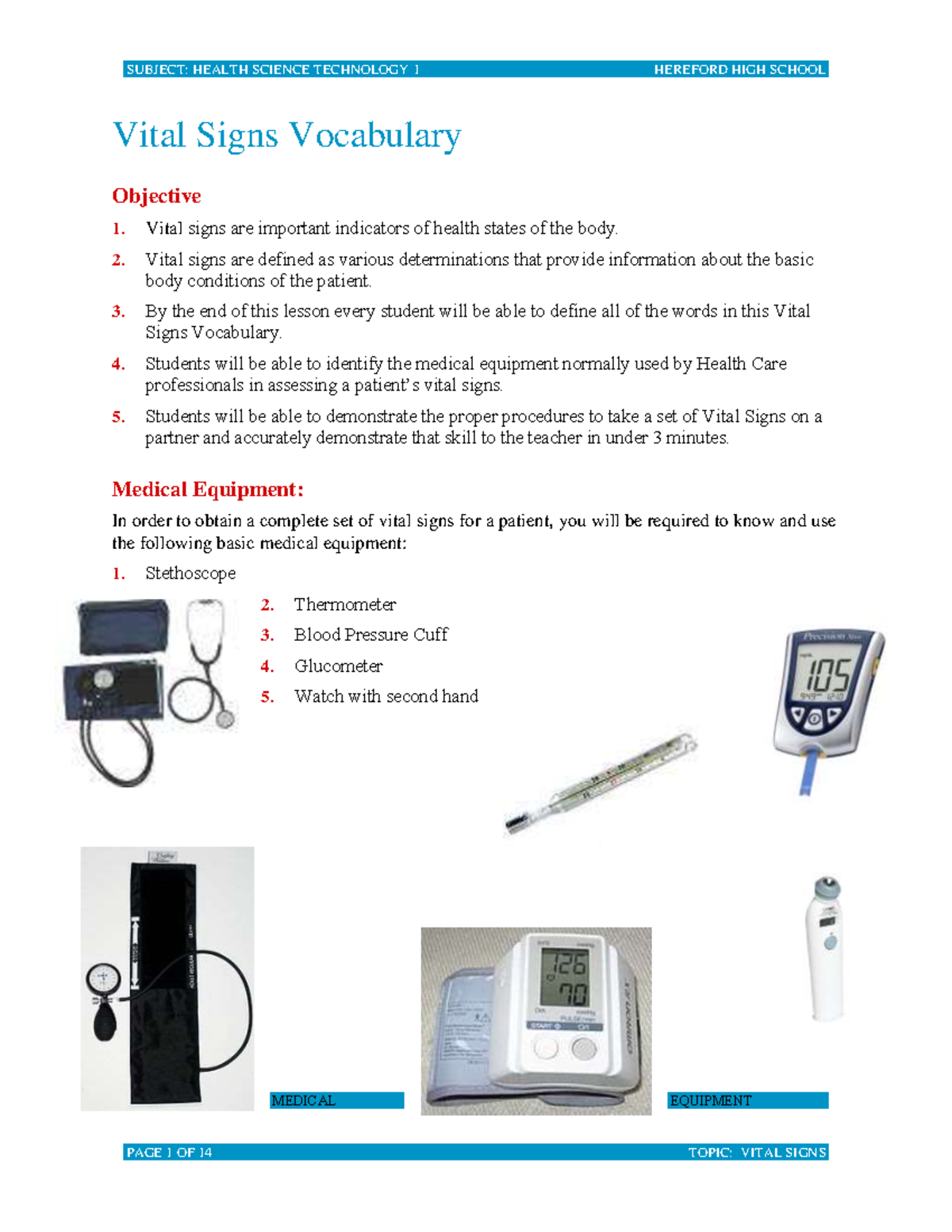 008451790 - Bs Nursing student - Vital Signs Vocabulary Objective Vital ...
