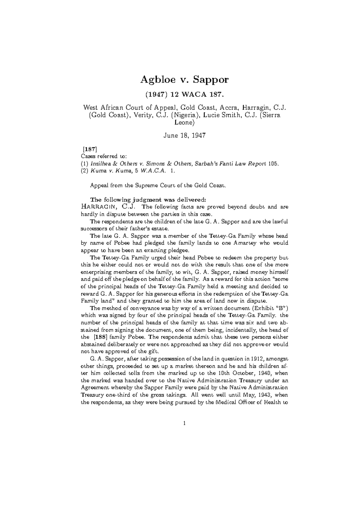 Agbloe v sapor full case with holding and facts - Contract Law - GIMPA ...