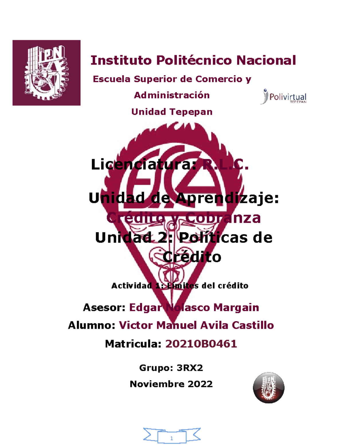 U2A1 avilac victormanuel - Instituto Politécnico Nacional Escuela ...