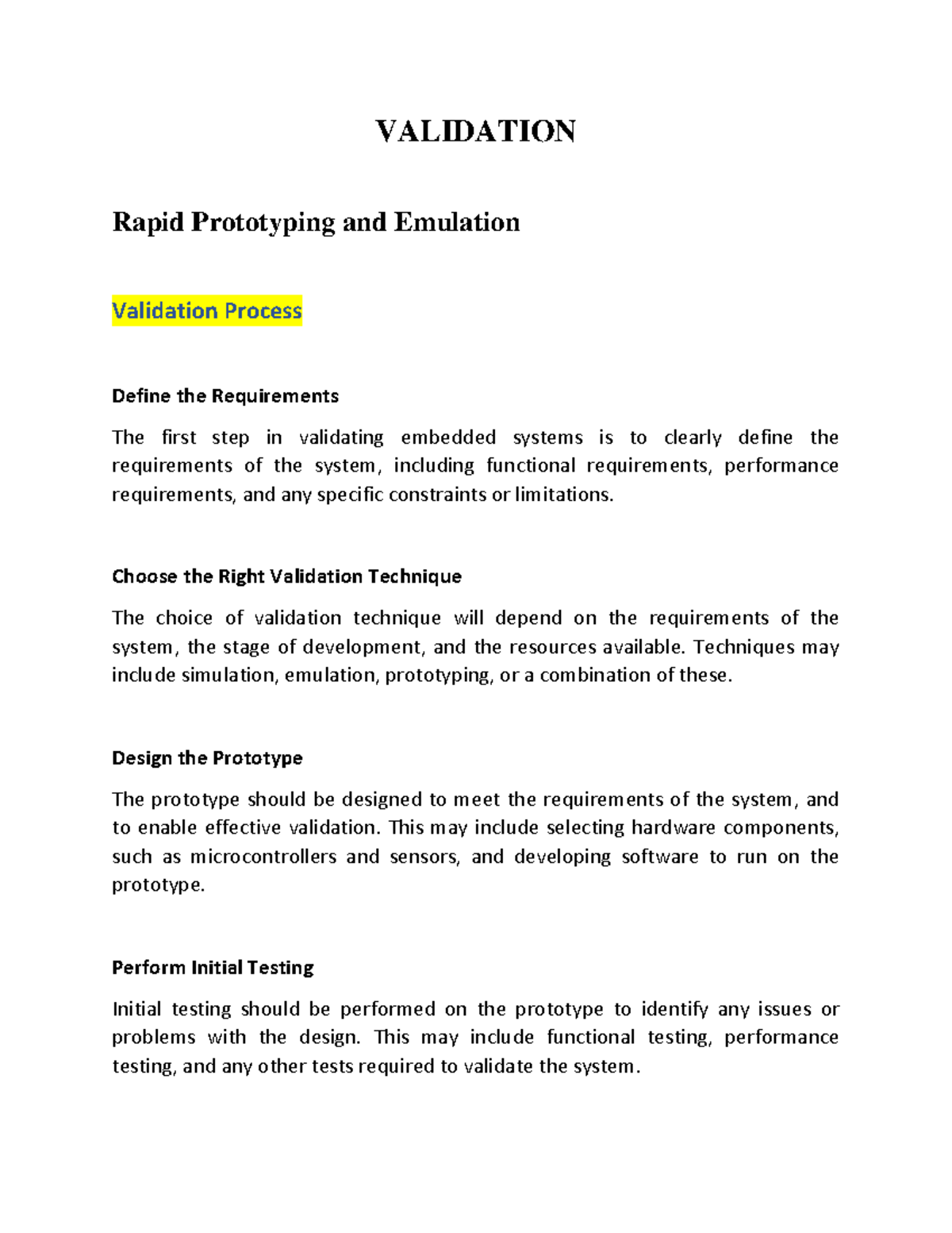 Validation 2 Embedded Systems Validation Rapid Prototyping And