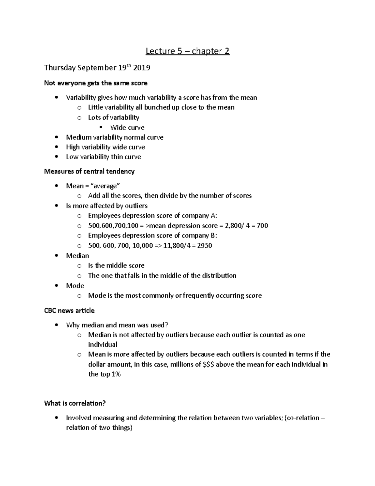 Lecture 5 - Chapter 2 - In class notes - Lecture 5 – chapter 2 Thursday ...