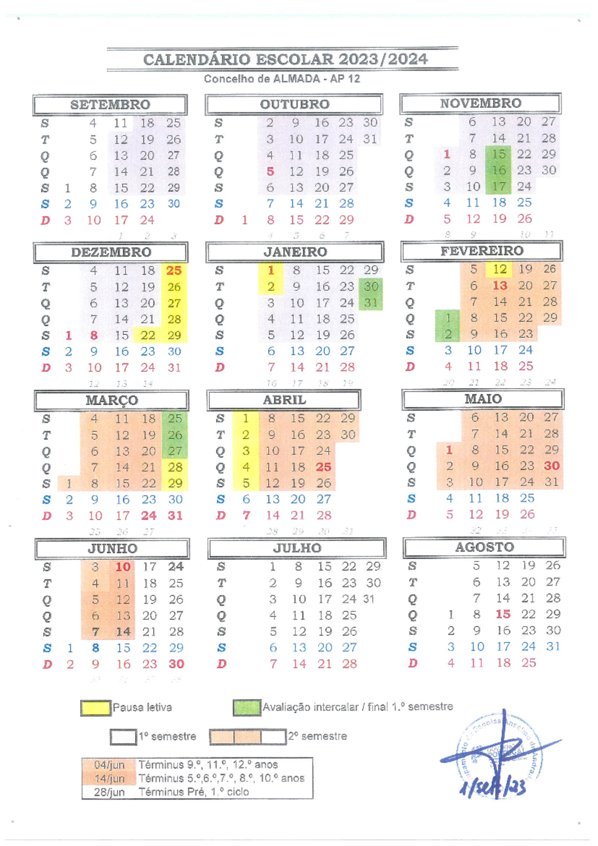 Calendario 2324 - BOOOKKKKKKKKKKK - CALENDÁRIO ESCOLAR 2023/2024 ...