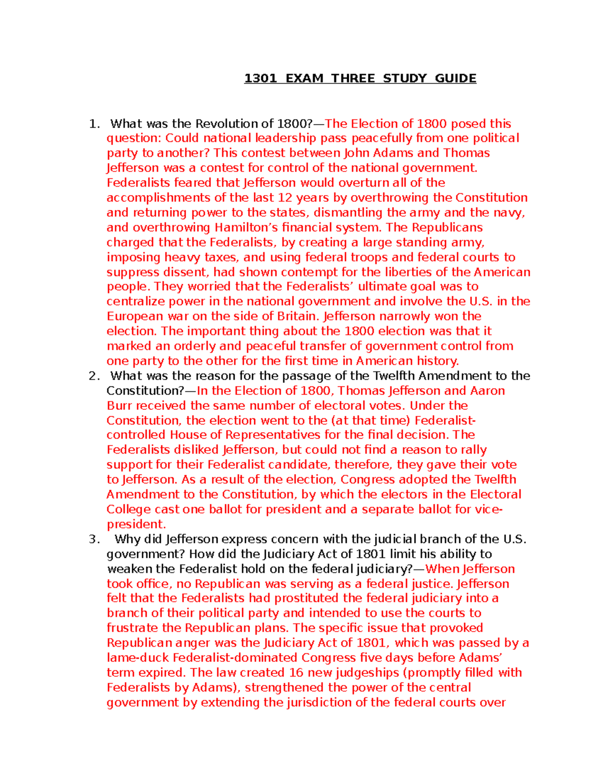 1301 EXAM Three Study Guide - HIST 1301 - HCC - Studocu