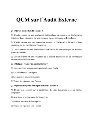 Exemples de questions à choix multiples sur le contrôle interne - b ...