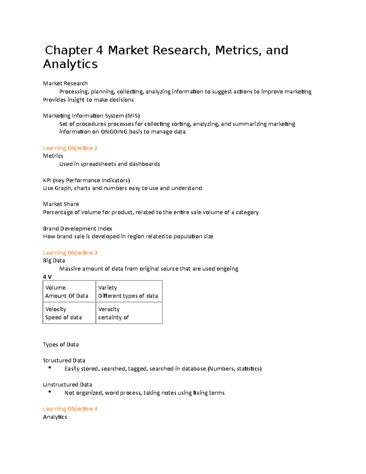 Chapter 4 - Chapter 4 Market Research, Metrics, and Analytics Market ...