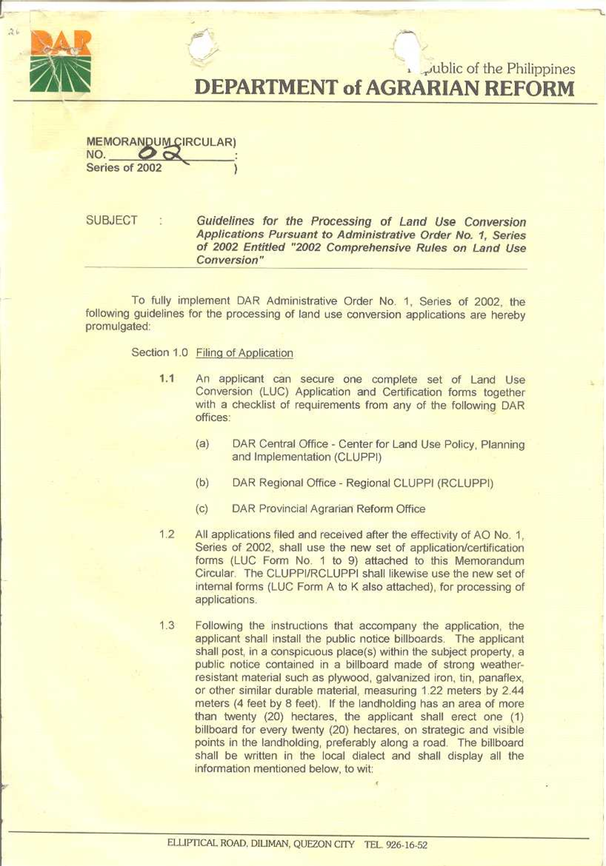 Notice of land use conversion application luc form no 1 to luc form 3 ...