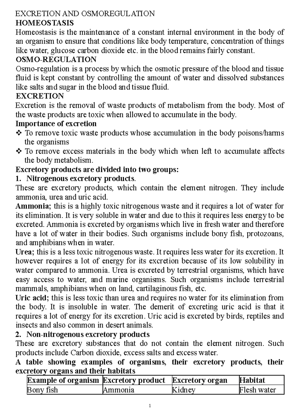 Excreation and Osmoregulation - Copy - EXCRETION AND OSMOREGULATION ...