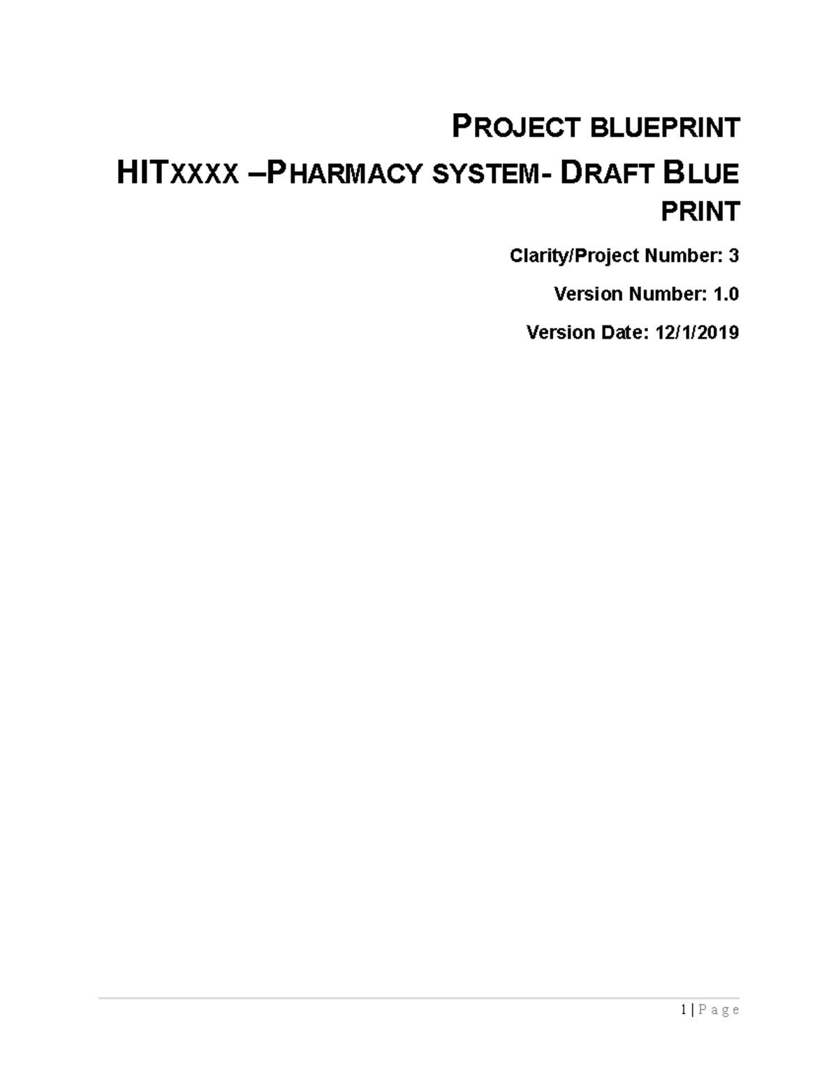 VSR Template Pharmacy System - PROJECT BLUEPRINT HITXXXX –PHARMACY ...