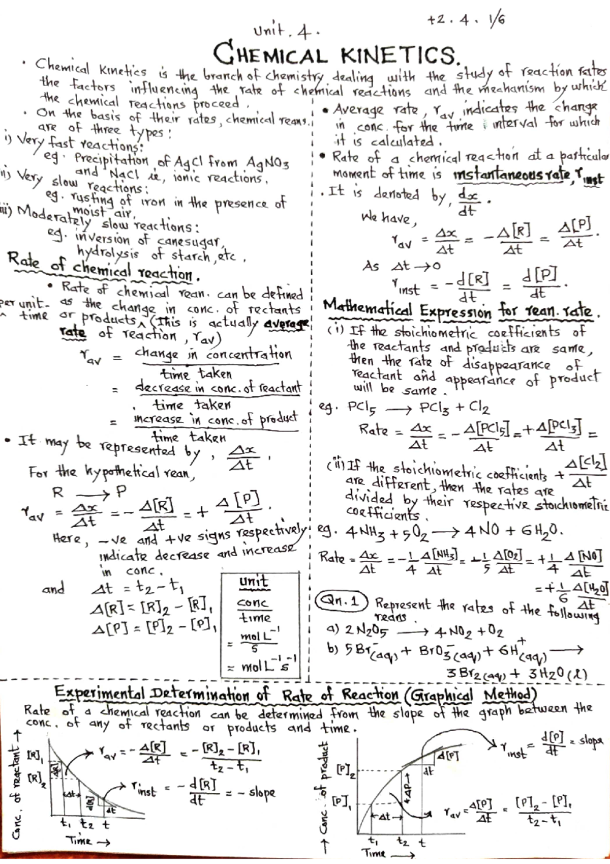 Chemical kinetics - It's lecture notes - Inorganic Chemistry I - Studocu