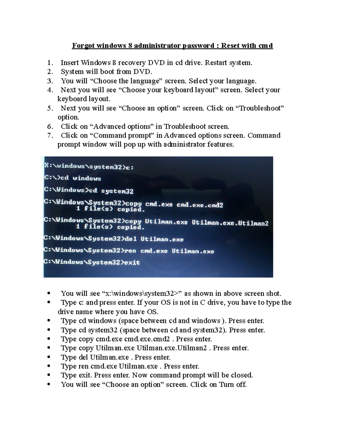 Forgot windows 8 administrator password Recovery Steps - Forgot windows ...