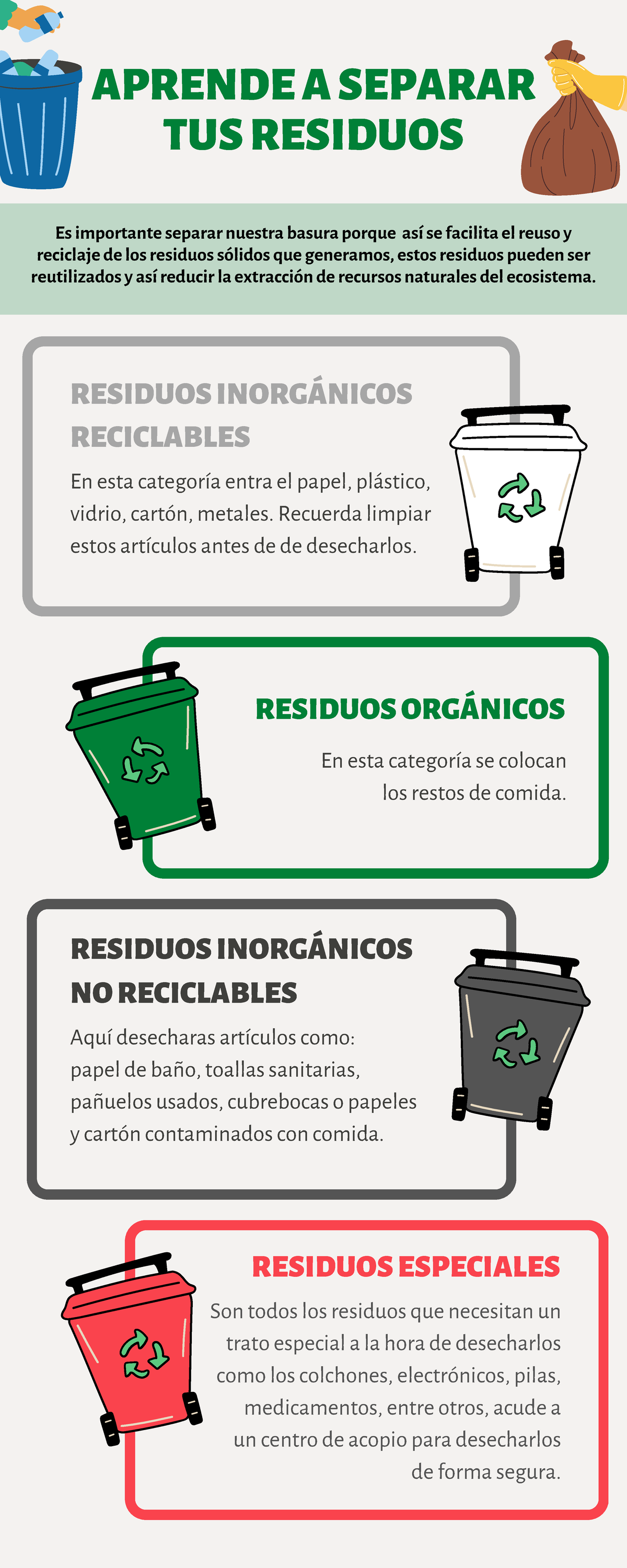 Infografía para aprender a separar basura o residuos - En esta categoría se colocan los restos ...