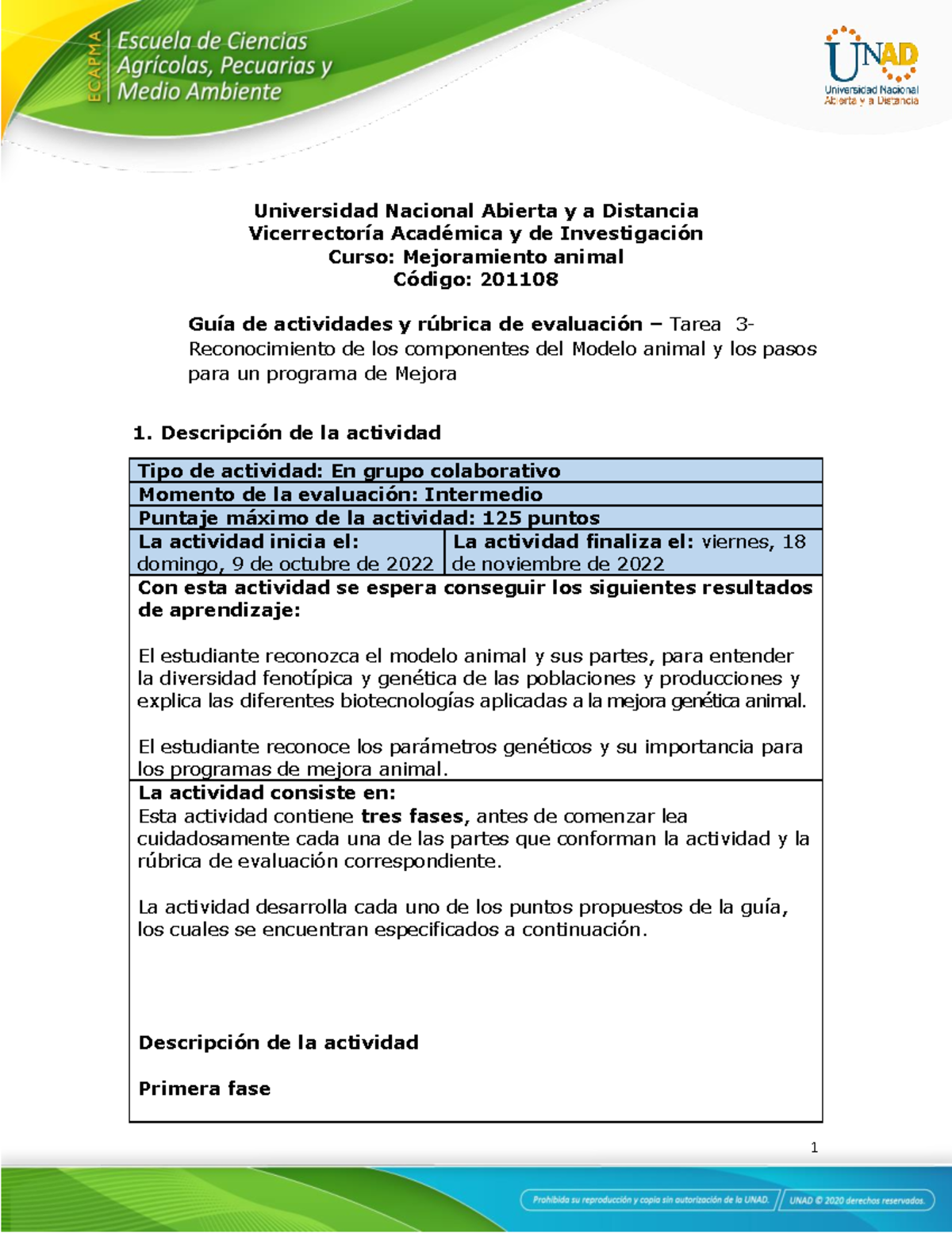 Tarea 3-Reconocimiento de los componentes del Modelo animal y los pasos ...