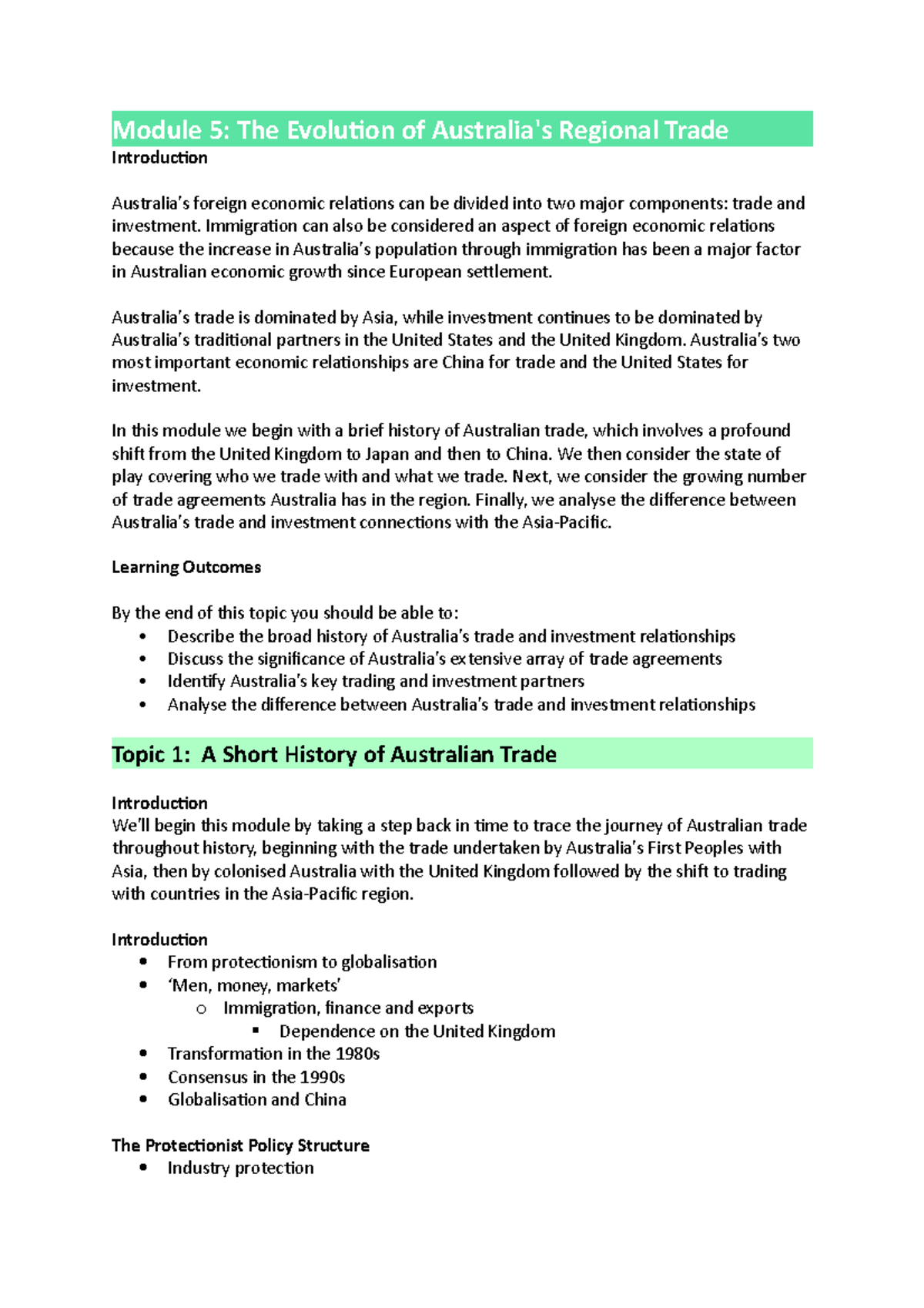 Module 5- The Evolution of Australia's Regional Trade - Module 5: The ...