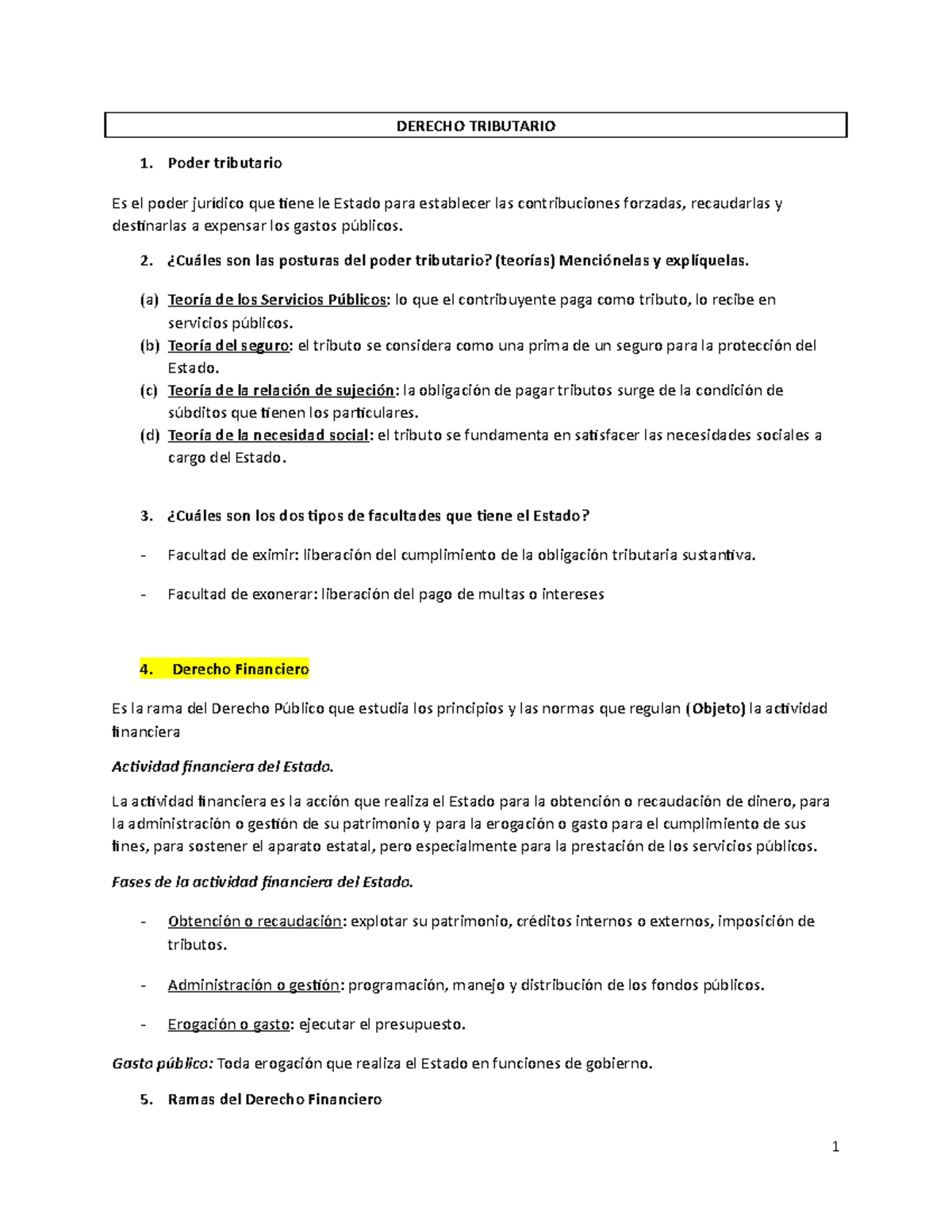 Derecho Tributario - DERECHO TRIBUTARIO Poder tributario Es el poder ...