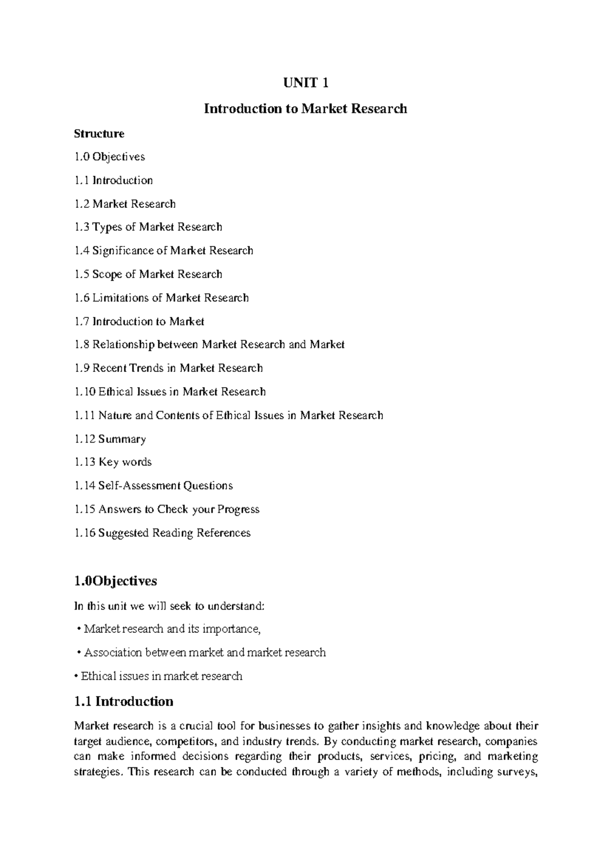 Unit 1-final - PPT - UNIT 1 Introduction to Market Research Structure 1 Objectives 1 ...