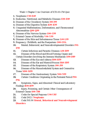 Week 1 Chapter 5 Diagnositic Code Guidelines Chapter Review - Chapter ...