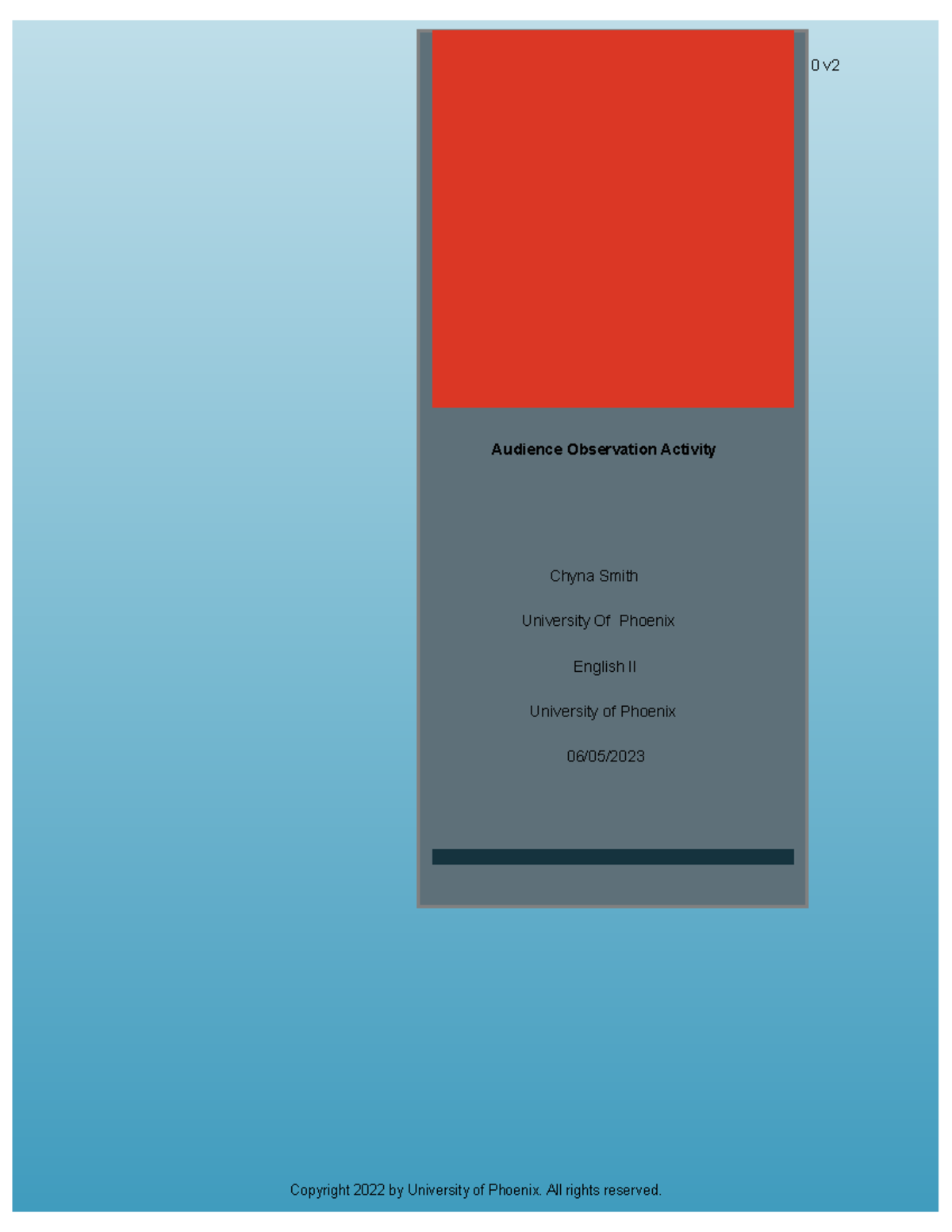 English 210 - work - ENG/210 v Audience Observation Activity Chyna ...