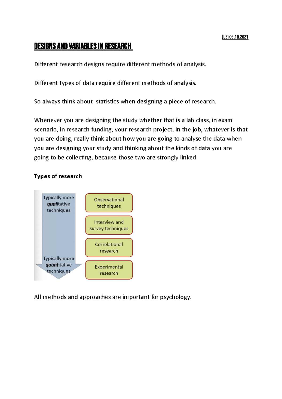 PS1010 - Designs and Variables in Research - (L2) 05. Designs and variables in research ...