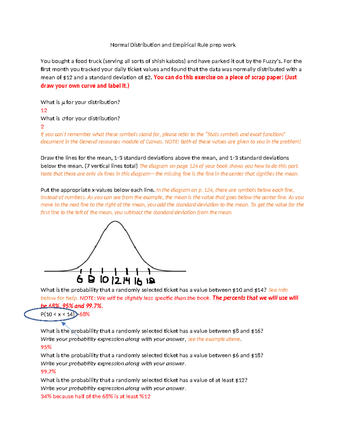 13 Normal Distribution and Empirical Rule prep work - For the first ...