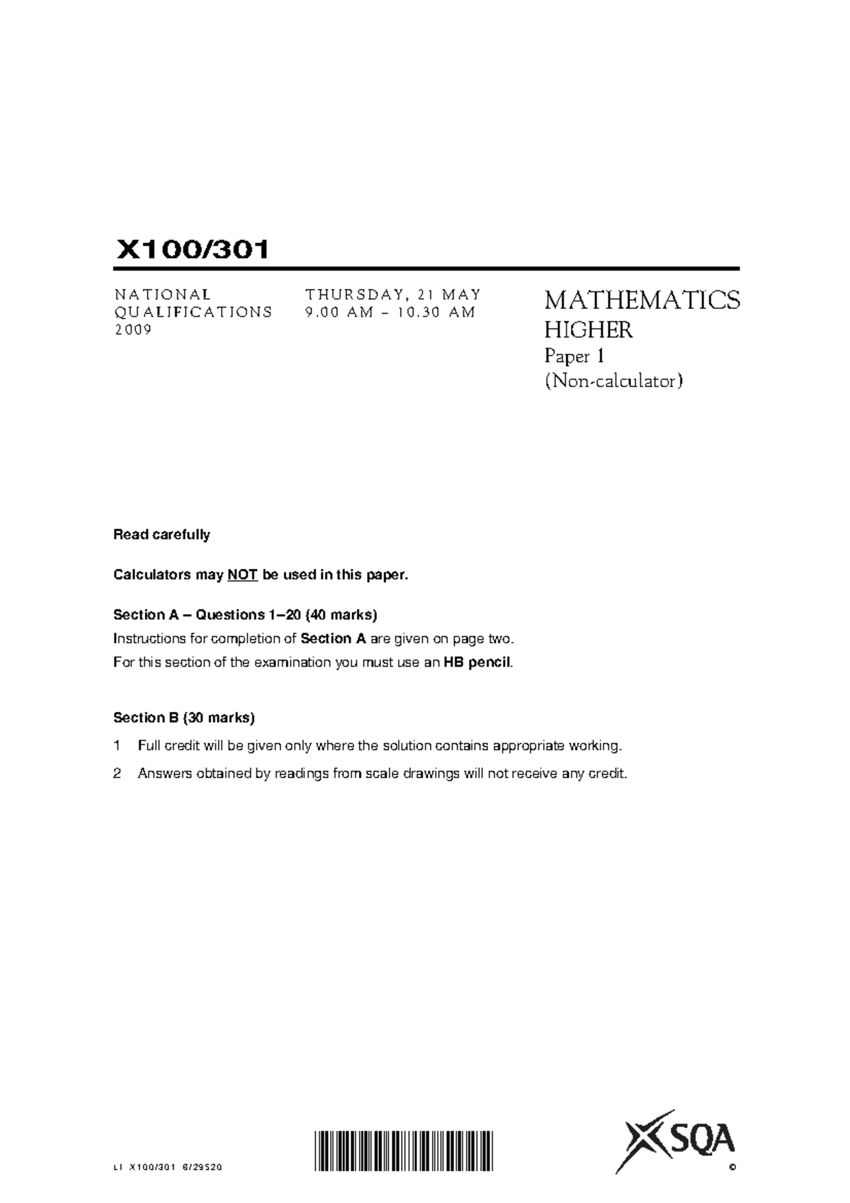 H Mathematics Paper-1-(Non-calculator)-and-Paper-2 2009 - Read ...