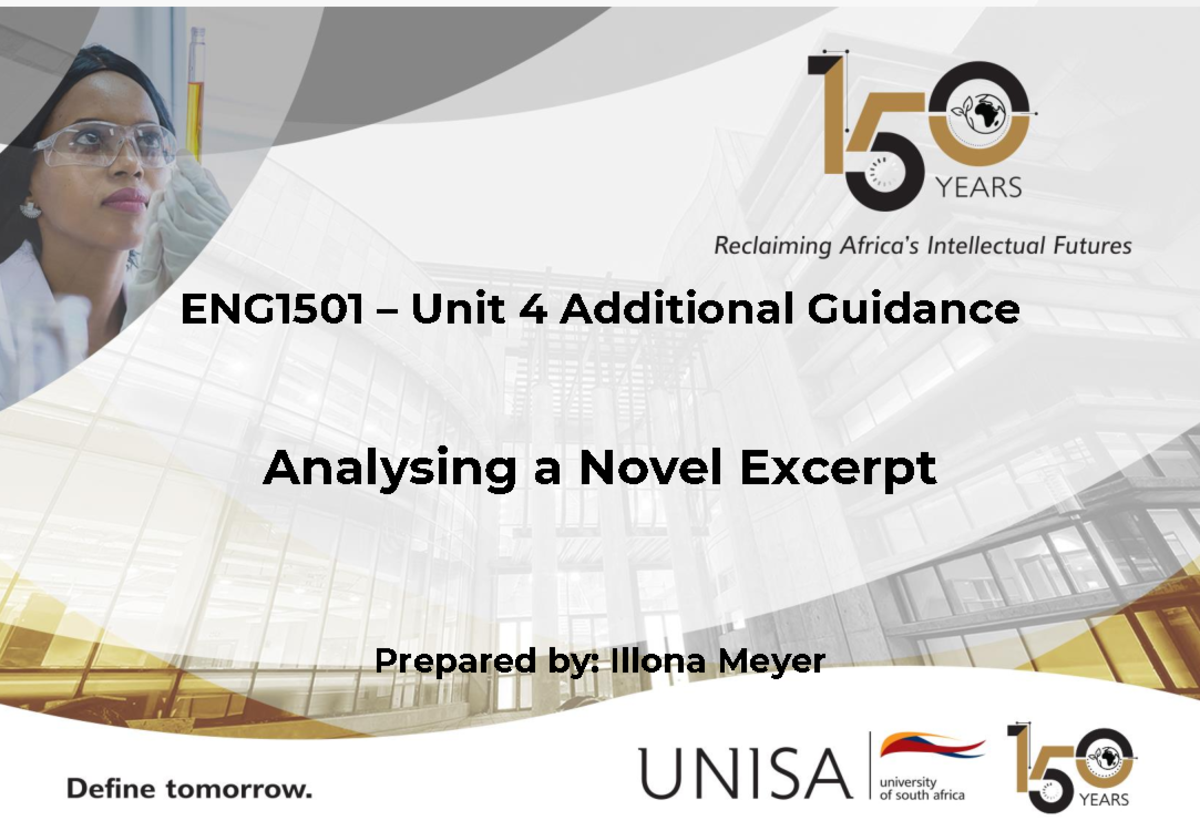ENG1501 Unit 4 - Guidance on Analysing a Novel Excerpt - ENG1501 – Unit ...