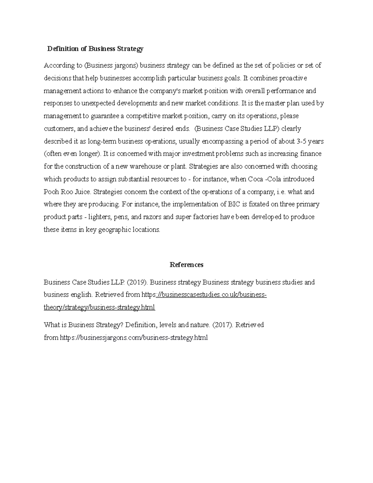 Definition of Business Strategy - Definition of Business Strategy ...