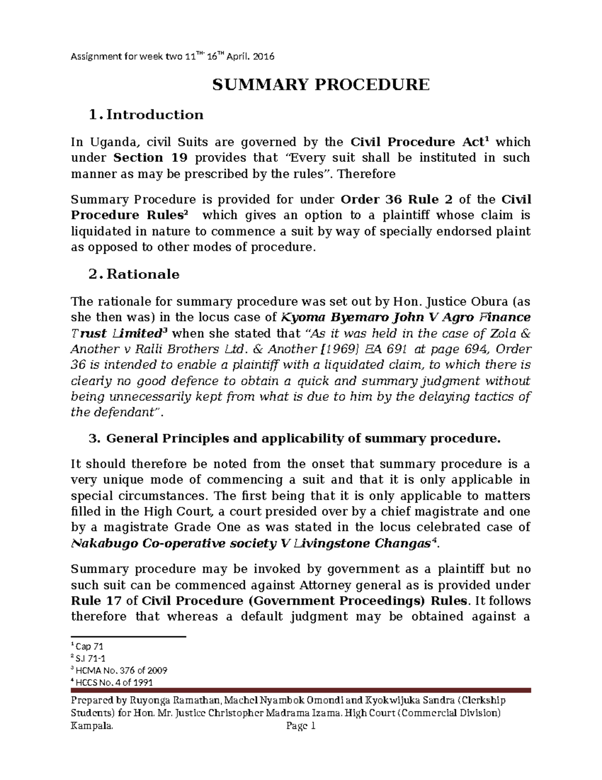 Summary Procedure AND Specially Endorsed - SUMMARY PROCEDURE 1 ...