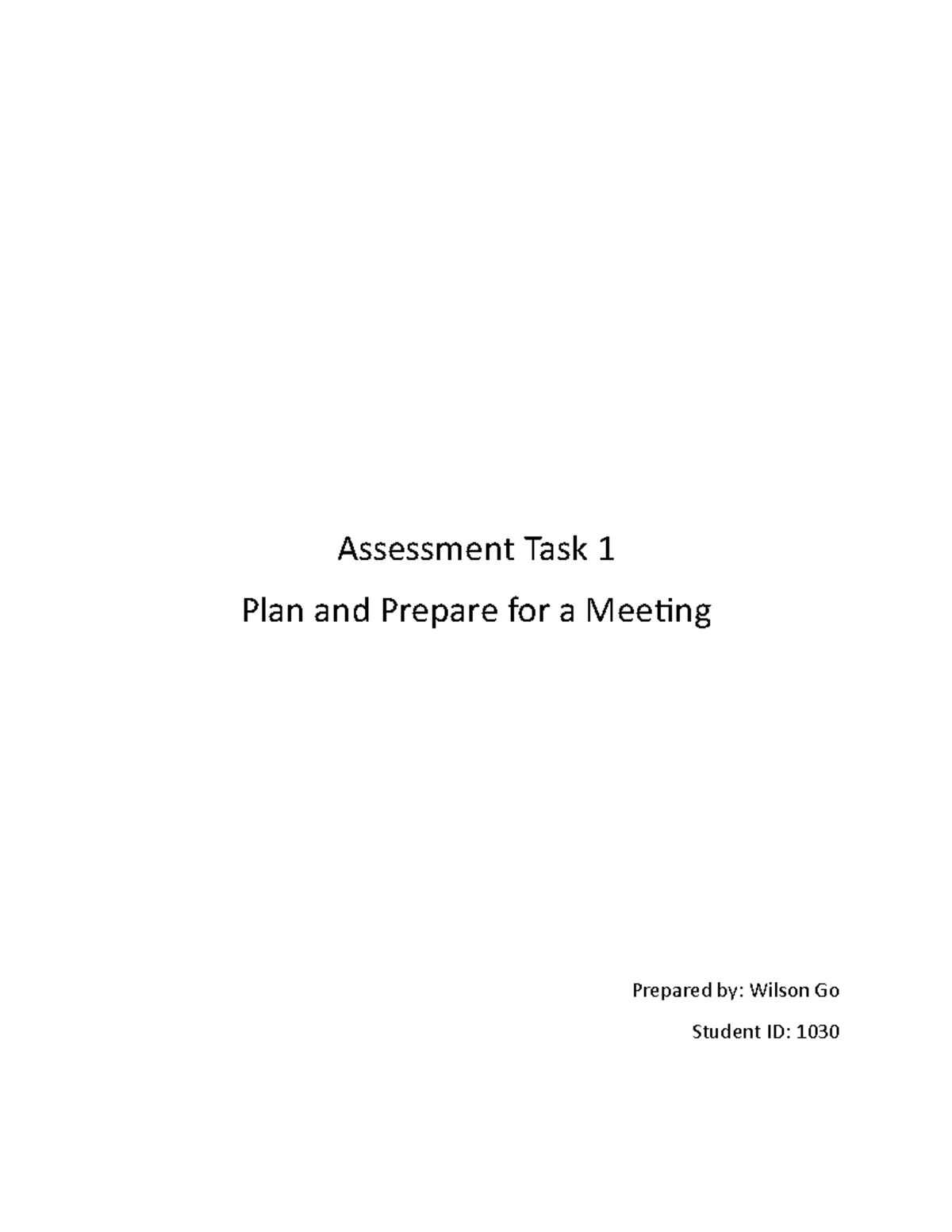 Bdm576 Assessment Task 1 - Assessment Task 1 Plan and Prepare for a ...