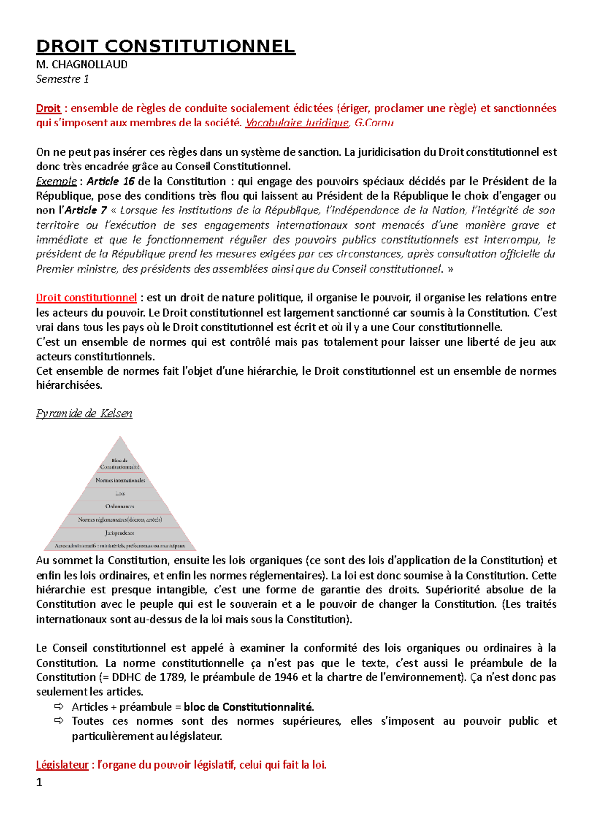 Droit Constitutionnel - cours complet - Université Paris 2 - Studocu