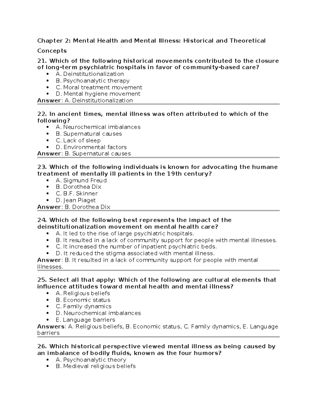 Chapter 2 - Mental Health and mental illness - Historical and ...
